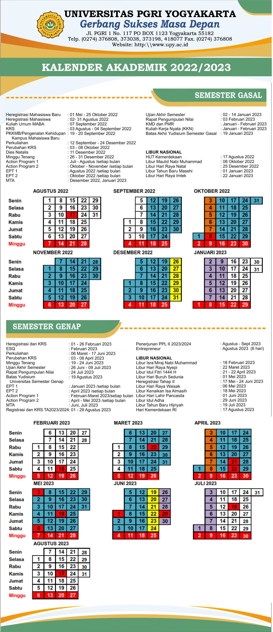 KALENDER AKADEMIK TAHUN AJARAN 2022-2023 - PG-PAUD